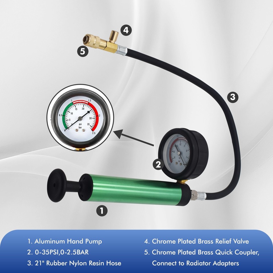 18pcs Cooling System Pressure Tester kit Automotive Radiator Pressure ...