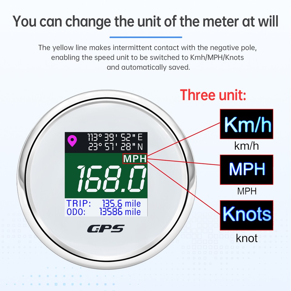2''52MM Digital GPS Speedometer Odometer Gauge for Boat Car Truck ...