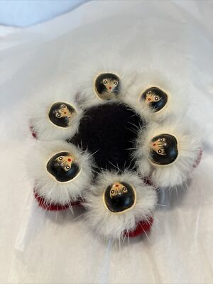 Inuit Alaska Native American Blanket Toss Pin Cushion 6 Heads Mink Fur ...