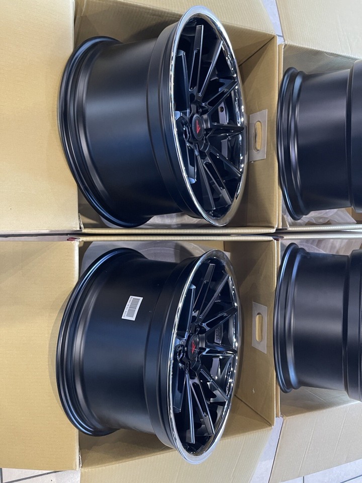 NEW 20x10 20x11 SET OF FERRADA CM2 RIMS MATTE BLACK CHROME LIP 17-24 ...