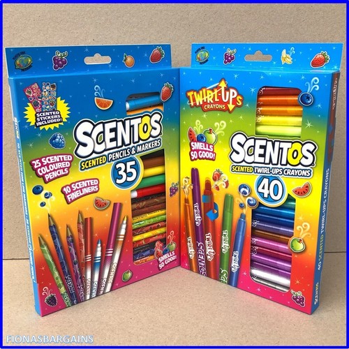 Scentos Scented Colouring 2 Pack 40 Twirl-Up Crayons & 25 Pencils 10 ...