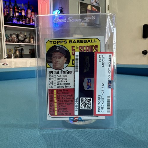 1969 Topps #412 Checklist (Mickey Mantle) 5th Series: 426-512 -- PSA ...