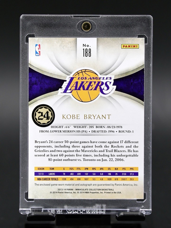 2013 Immaculate Kobe Bryant 3C Patch Auto 75/75 Lakers HOF Sick! | eBay
