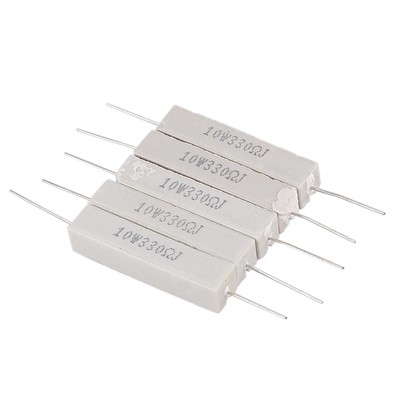 5 x 330 Ohm 5% 10W Watt Wirewound Ceramic Cement Resistors White ...