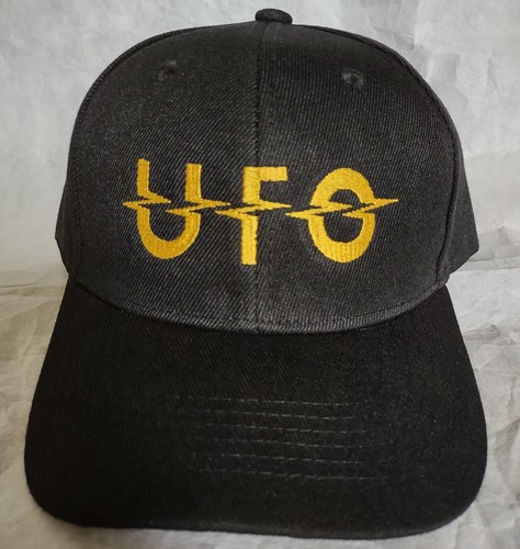 UFO embroidered black cap hook and loop closure heavy metal nwobhm ...