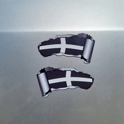 2x Cornwall Cornish Flag Ripped Metal Slash Vinyl Stickers For Car ...