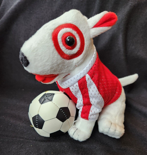 Target Plush Bullseye Dog, 7", with Soccer Ball and wearing a Soccer ...