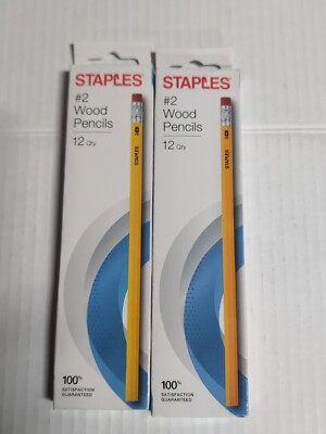 Staples #2 Wood Pencils Smudge-free Erasing Hexagon Barrell 2 Boxes 12 ...