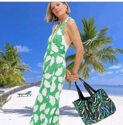 Diane von Furstenberg Disco Zebra Green Tote Bag w/ Laptop Pocket DVF ...