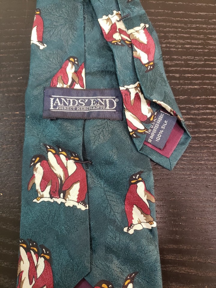 Lands' End Tie 100% Silk penguin Theme Necktie | eBay
