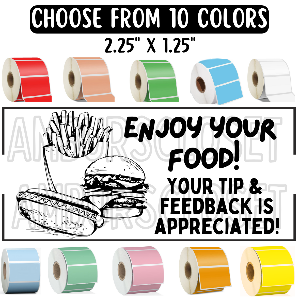 50 DoorDash UberEATS Grubhub Delivery WATERPROOF 2.25" STICKERS LABELS ...