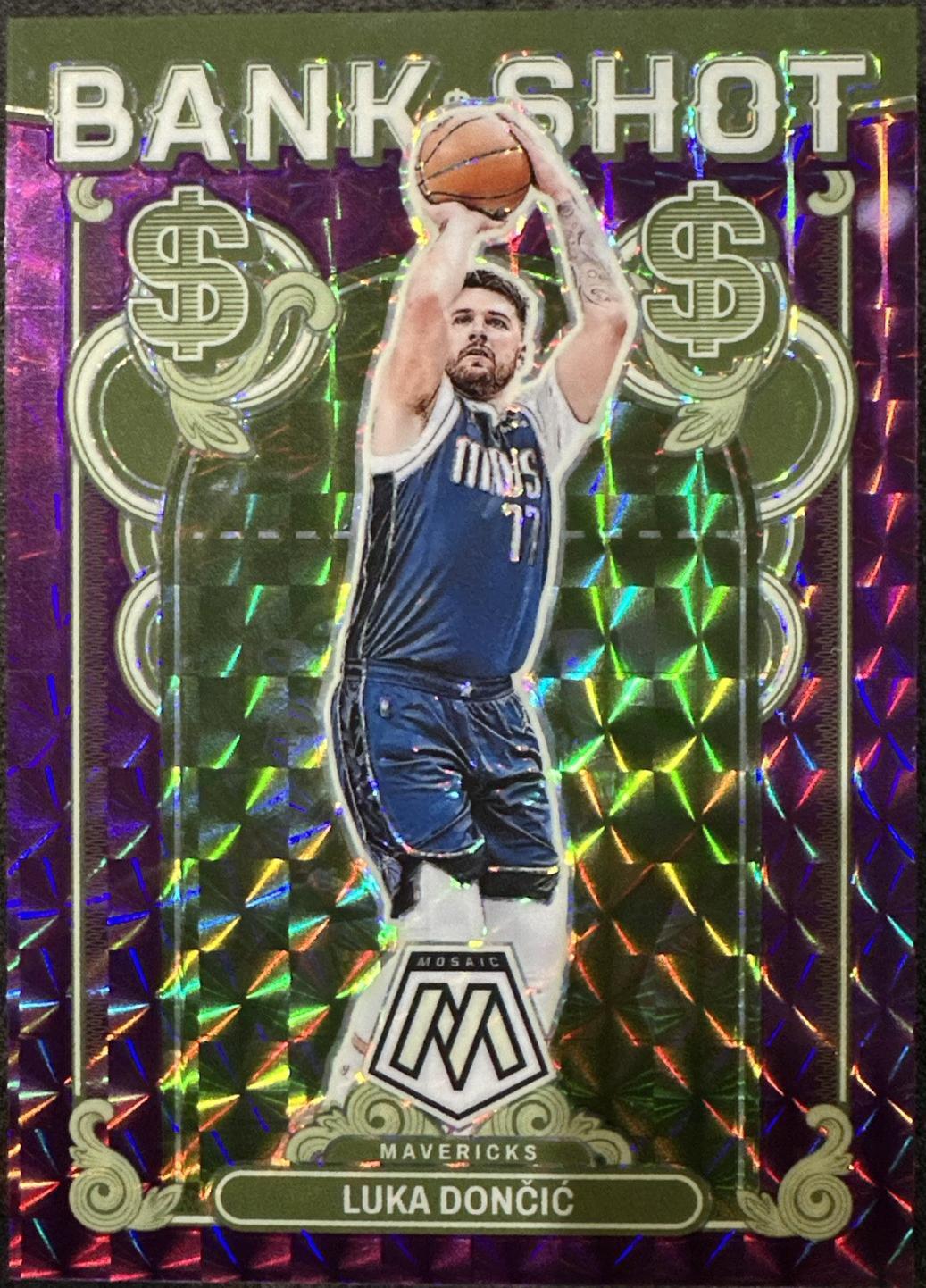 2023-24 Panini Mosaic - Bank Shot Luka Dončić #16 Purple Mosaic Prizm ...