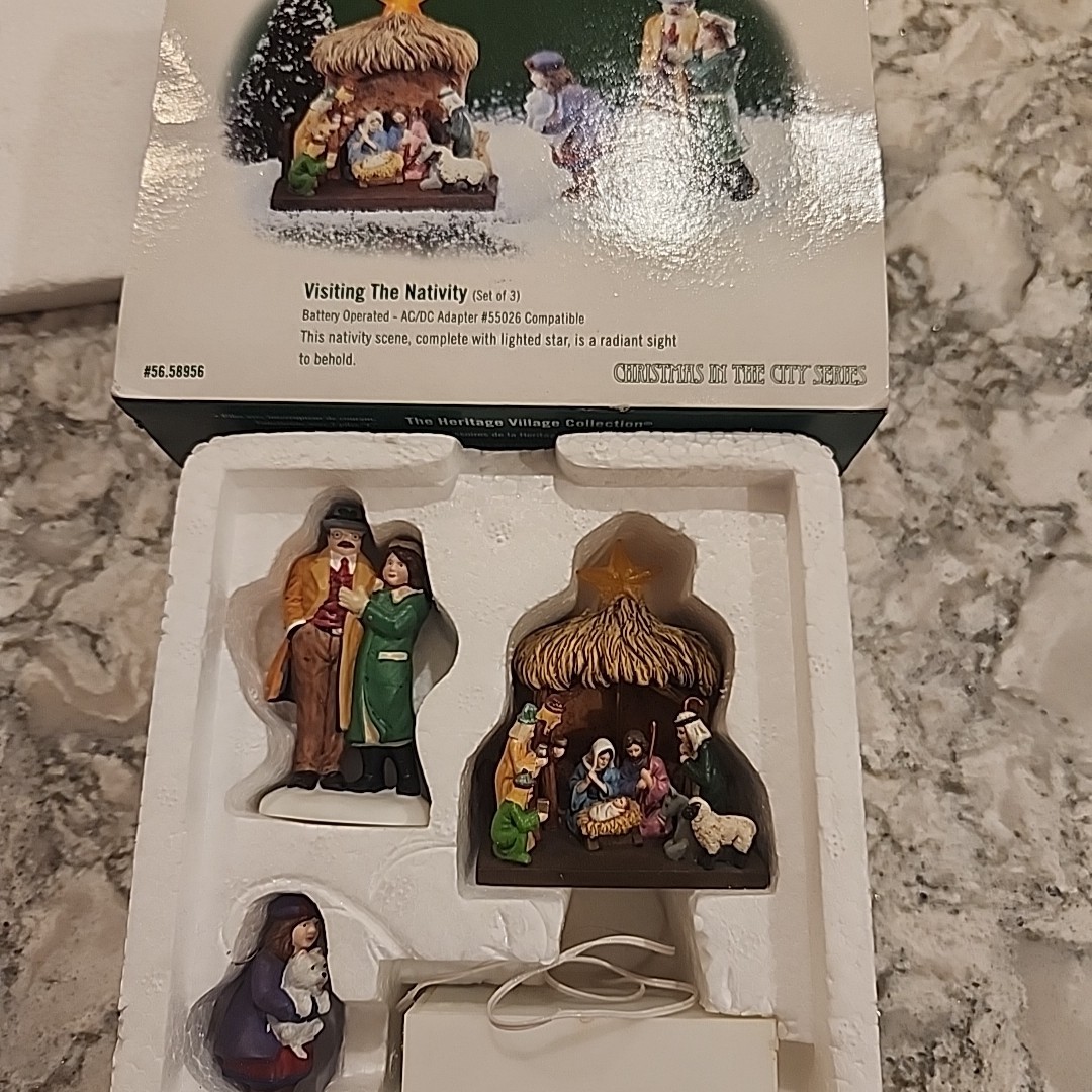 Dept 56 "Visiting the Nativity" S/3 Lighted #58956 Christmas in the ...