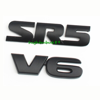 BLACK V6 & SR5 Trunk Rear Tailgate Decal Metal Badge Car Emblem Sport ...
