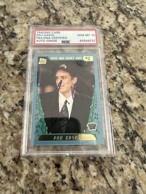 2001-02 Topps Signed Pau Gasol Rookie Card Autograph PSA/DNA Gem Mint ...