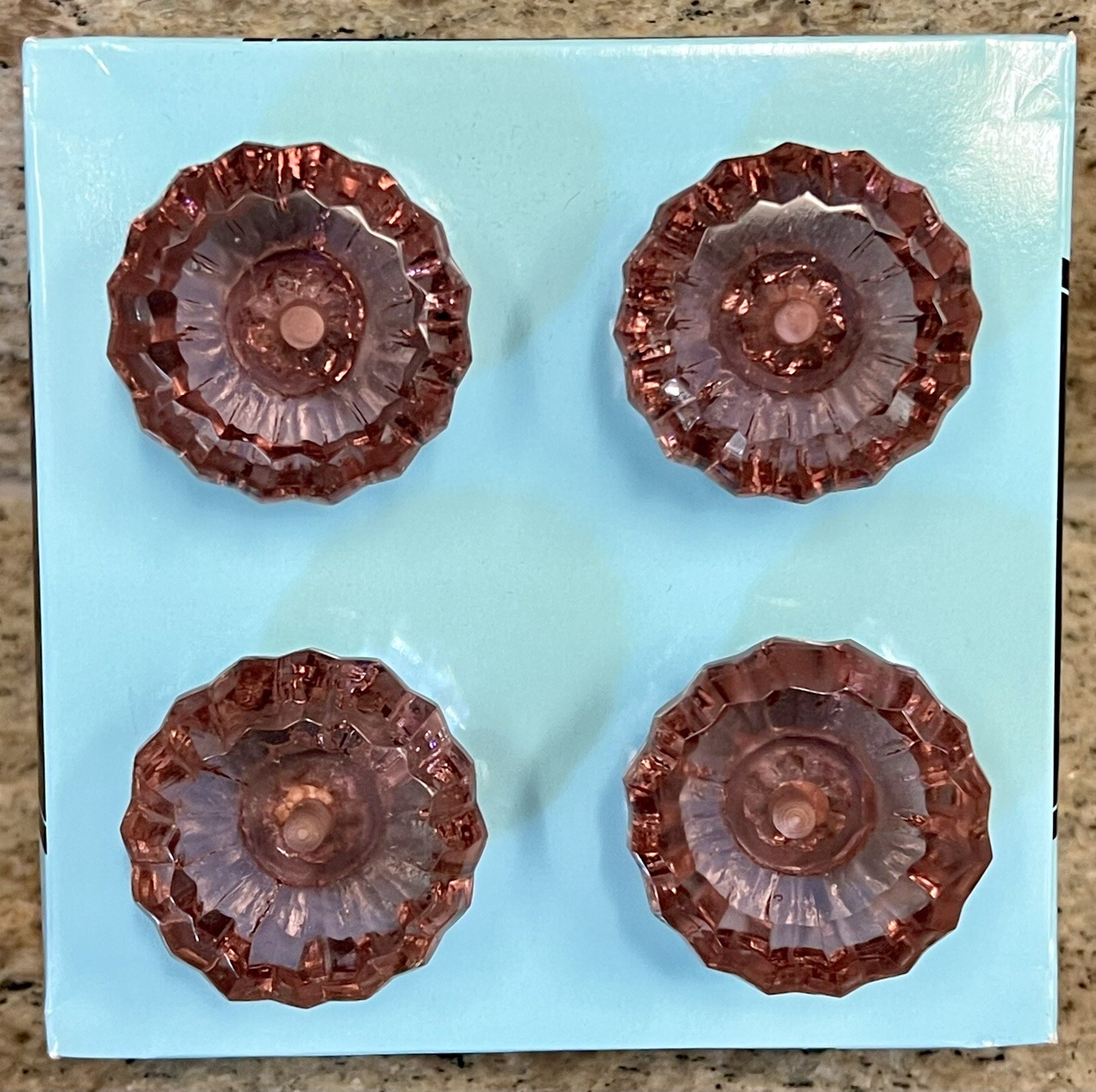 Cynthia Rowley Purple Glass Diamond CRYSTAL Drawer Pulls Round Knobs Set Of 4 | eBay