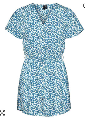 VERA MODA Blue Floral Romper - Size L — Brand New | eBay