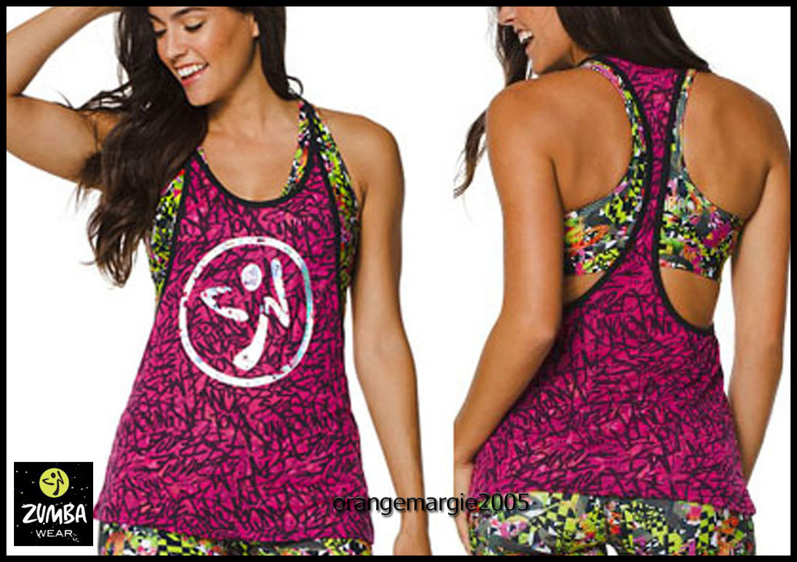 ZUMBA 2Pc.SET!! Mashed Up Reversible Bra Top + Burnout Tank w Silver ...