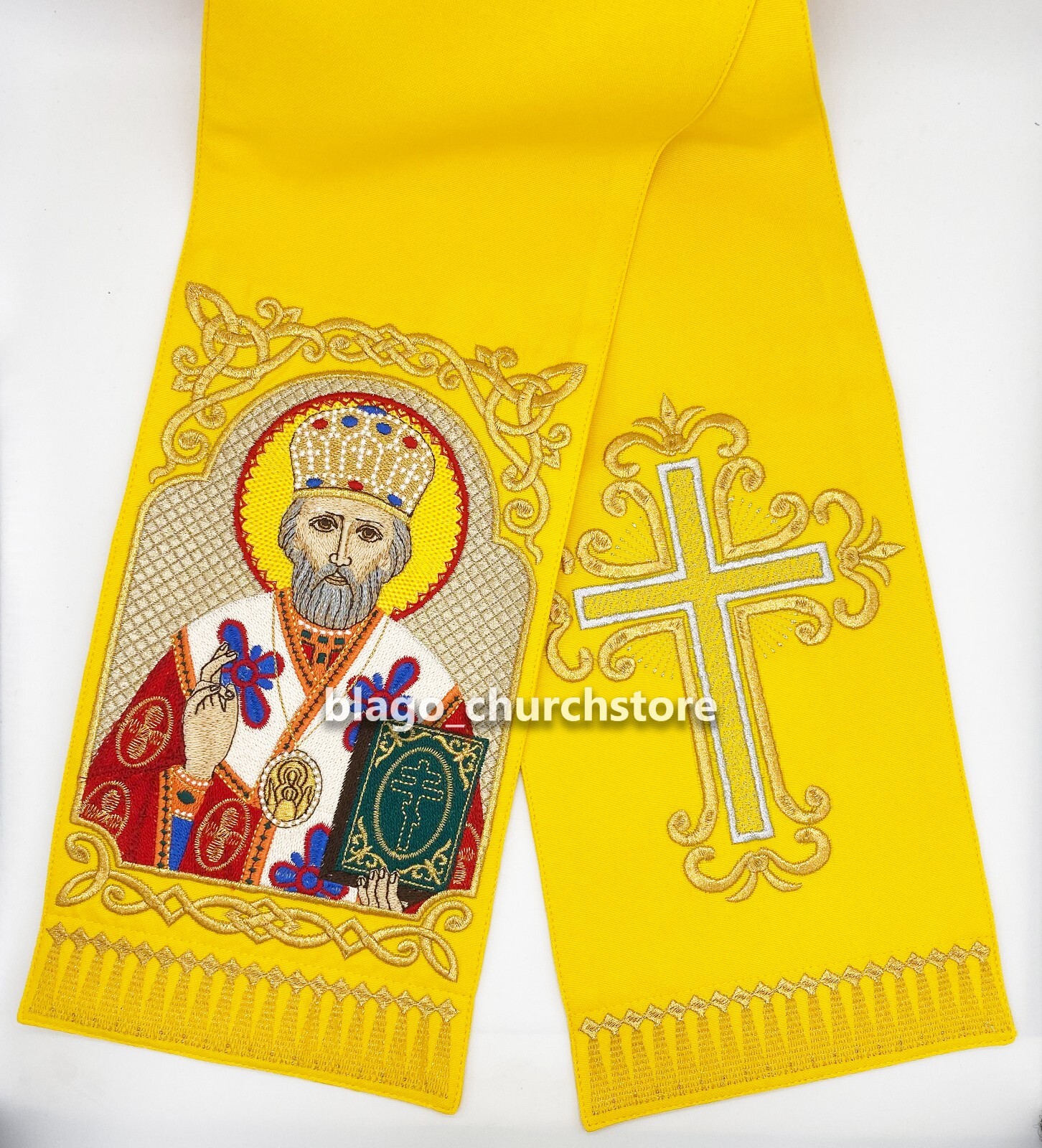 Orthodox Embroidered Yellow Bookmark for Gospel with the icon of St ...