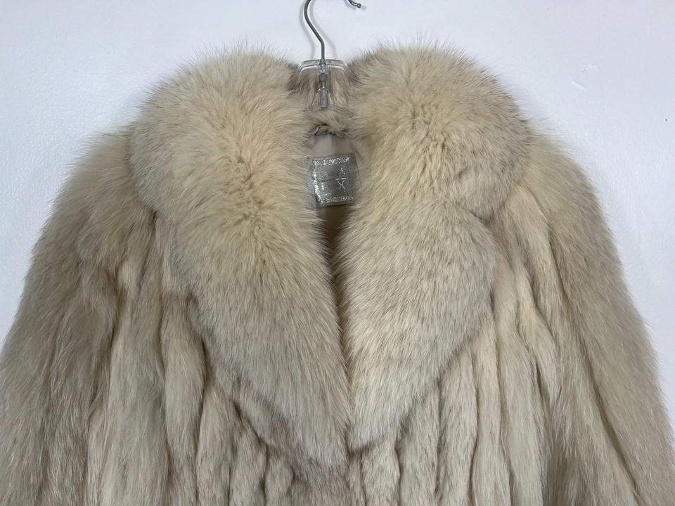 Cute FOX fur jacket light gray Women's Small 28" length | eBay