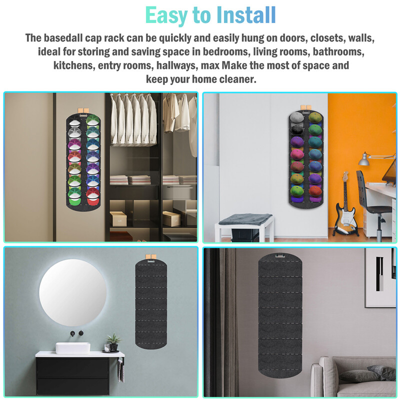 Hat Rack Organizer Baseball Holder Storage Cap Hanger Door Wall Coat ...