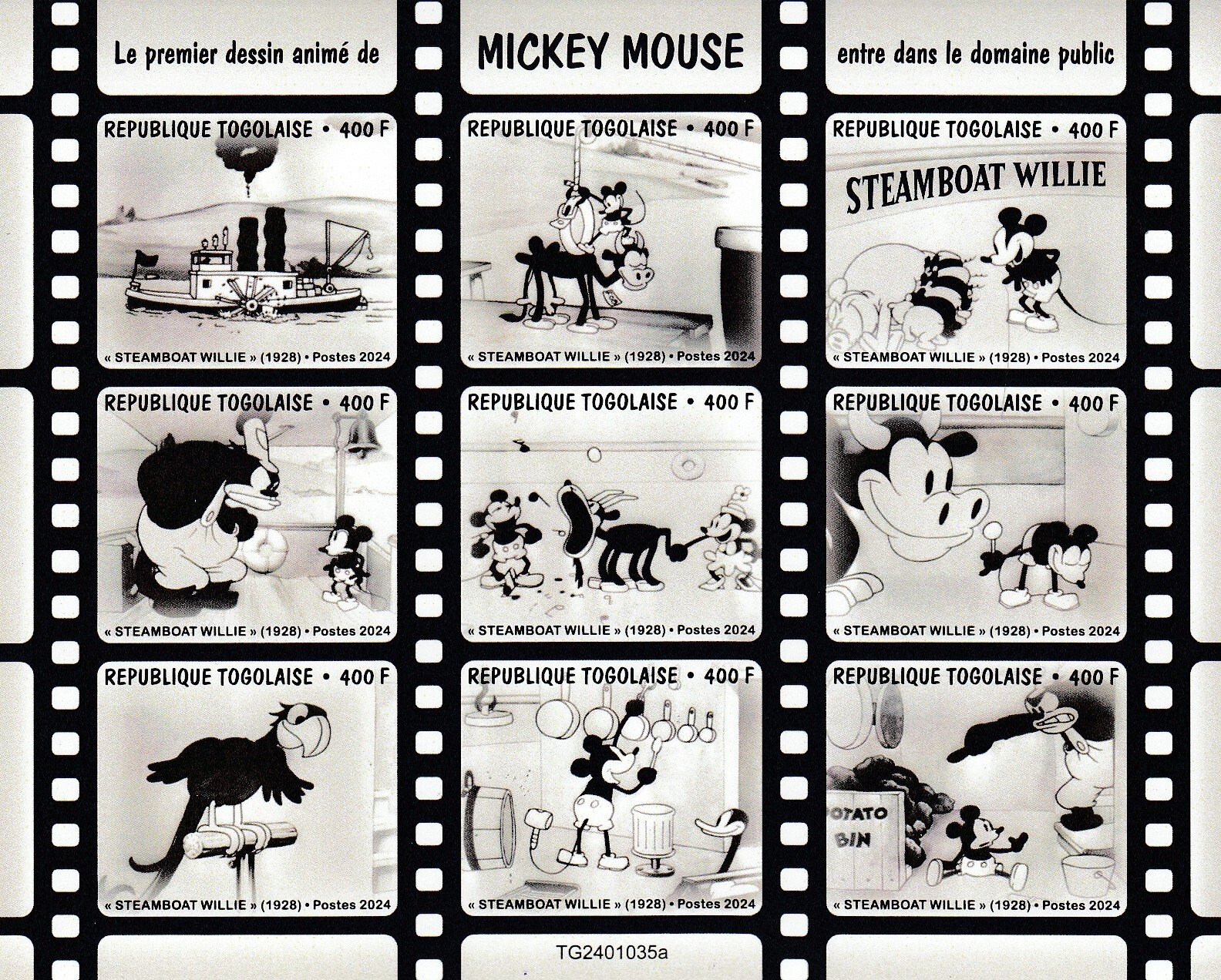 DISNEY TOGO 2024 THE FIRST ANIMATED DESIGN MICKEY MOUSE IMP SHT MINT NH ...