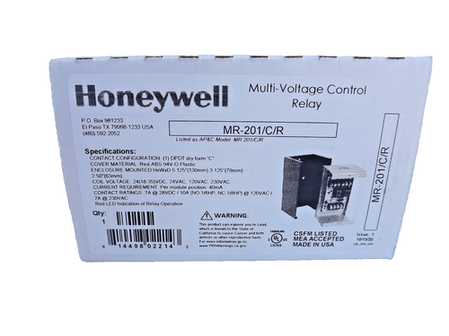 NIB Honeywell MR-201/C/R Multi Voltage Control Relay 24 Vac 24 Vdc DPDT ...