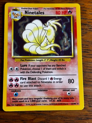 Pokemon TCG Ninetales - Base Set 12/102 - Rare Holographic - 1st ...
