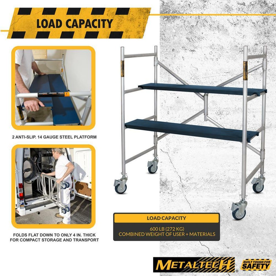 MetalTech Mini Scaffold Platform Aluminum Caster Wheels 600 lbs. Load ...