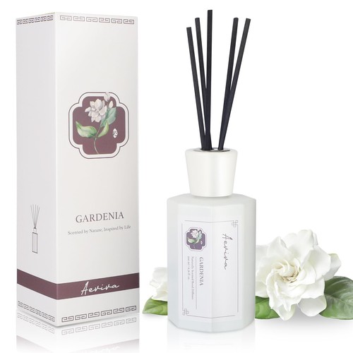 Reed Diffuser Set, Gardenia Scent, Home Fragrance with Reed Sticks for ...