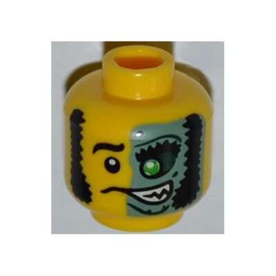 LEGO - Minifig, Head Male Mask Half Sand Green with Green Eye Open Grin ...