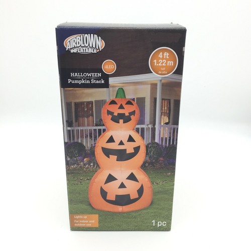 Halloween 4 FT Airblown Inflatable Light up LED Pumpkin Stack 3 Gourds ...