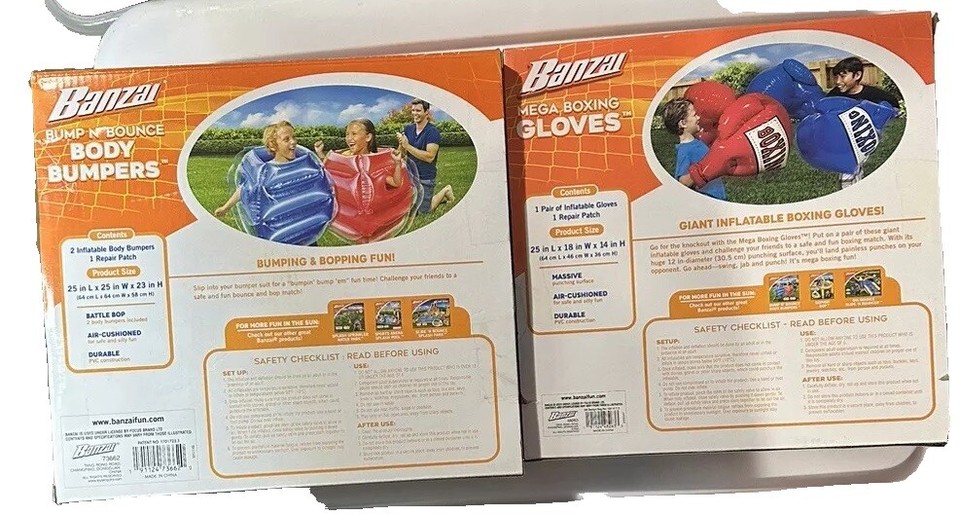 Banzai Bump N Bounce 2 Body Bumpers + 2 Mega Boxing Gloves Kids Toys ...