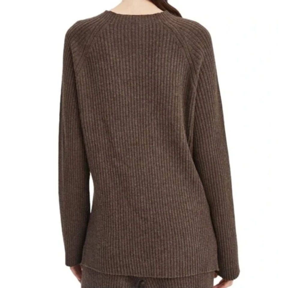 Nap Loungewear Cashmere Rib-Knit Crew Neck Pullover Sweater M Brown | eBay