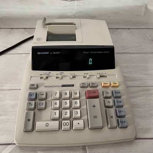 Sharp EL-2630P Electronic Printing Desktop Calculator White Vintage - 3 ...