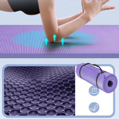 Extra Thick Yoga Mat 10MM Gym Workout Fitness Pilates Women Exercise ...