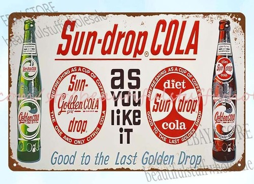 Sun Drop Cola Soda Beverage Kitchen Bar metal tin sign reproduction ...