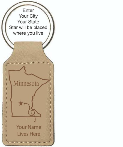Personalized Key Chain Engraved I Live Here Minnesota Leatherette ...