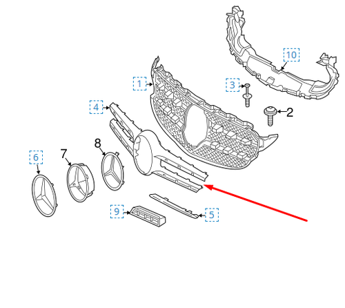 MERCEDES-BENZ C-KLASSE W205 Kühlergrillabdeckung A20588801609040 Neu ...