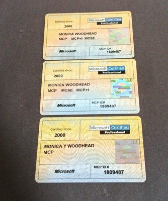 Lot of 3 MICROSOFT Certification Cards 2000 | eBay