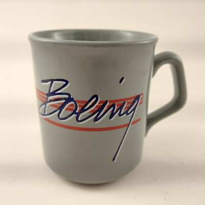 Vintage 1980's Boeing Coffee Cup / Mug - Gray Cursive - Made in England ...