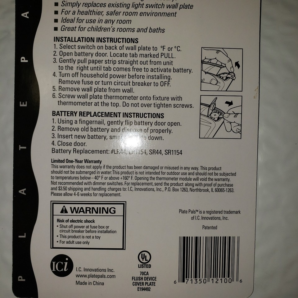 Digital Wall Plate Thermometer Switch Cover By Plate Pals Model 12100 ...