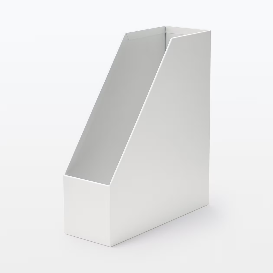 MUJI Hard paper stand file box, wide, A4 size, white gray | eBay