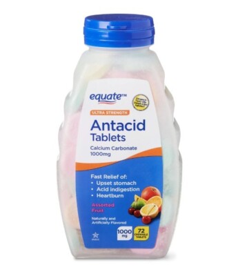 Equate Ultra Strength Antacid Chewable Tablets, Fruit Flavored 1000 mg ...