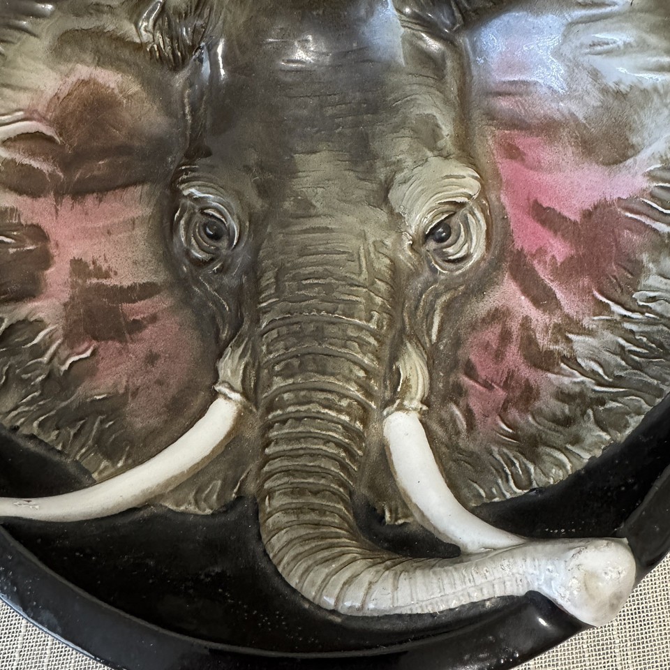 Vintage Italian Ceramic Elephant 3D Face Plate Bowl Dish Safari Italy ...