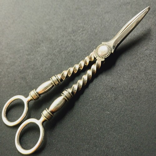 CONTINENTAL PAIR of SILVER PLATED SHEARS SCISSORS SILVERPLATE GRAPE ...