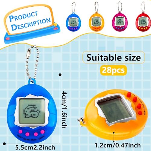 28 Pcs Virtual Pet Keychains Electronic Digital Pets Keychain Retro ...