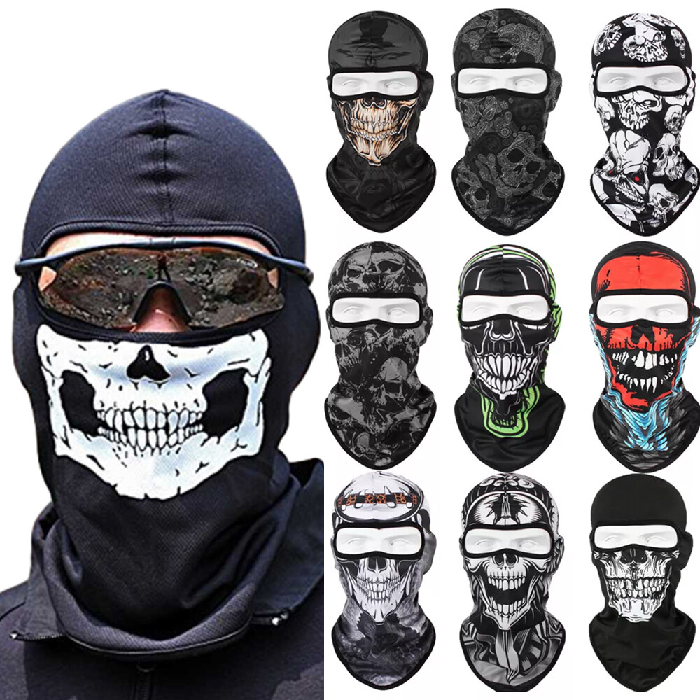Motorcycle Skull Full Face Mask Ski Mask 2 Hole Windproof Balaclava