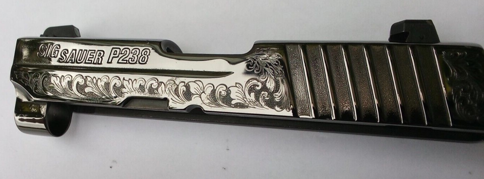 USED OEM Sig Sauer P238 Engraved Polished Nitron Slide w/ Black Pearl ...