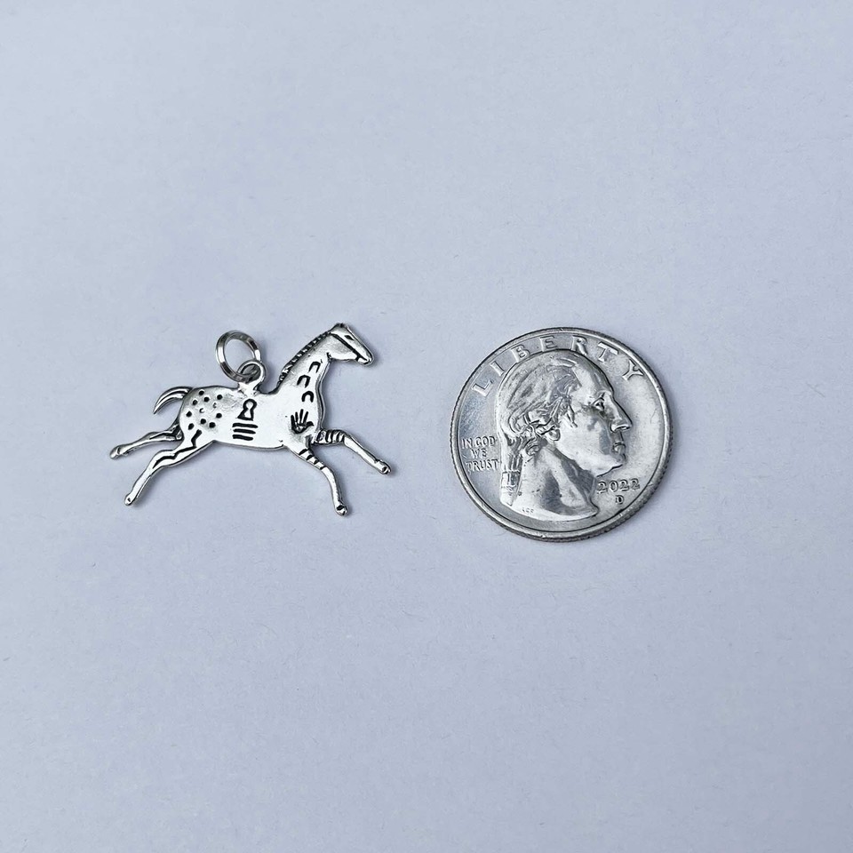 Painted War Horse Native American Indian Ledger Art 925 Sterling Silver ...